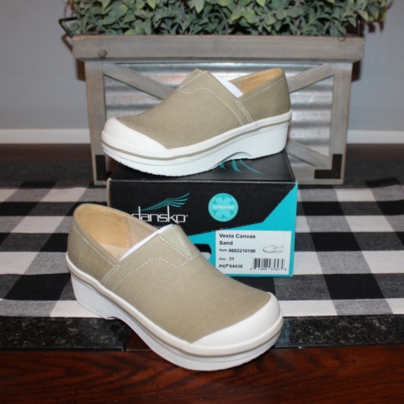 Dansko | Shoes | Nib Dansko Vesta Canvas Sand Clogs Girls | Poshmark